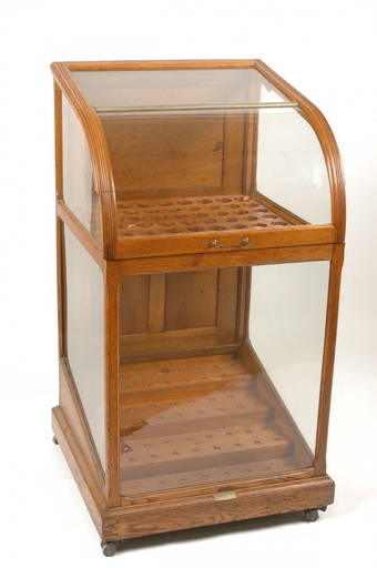 Antique Oak Walking Stick And Cane Display Case