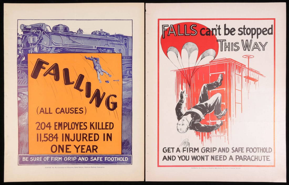 Two Railroad Safety Posters For A.r.a. And A.a.r. Auction