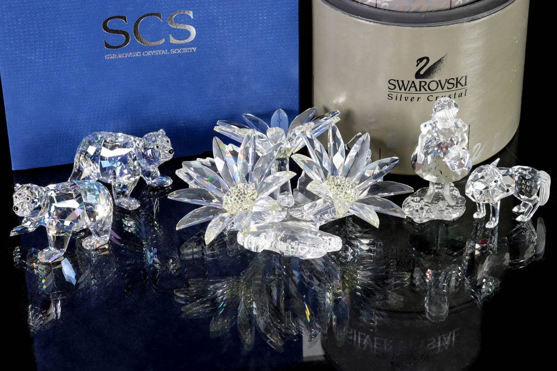 Five Swarovski Crystal Figures With Boxes Auction