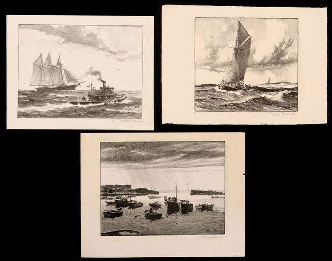 Gordon Grant (1875 1962) Pencil Signed Lithos (3)