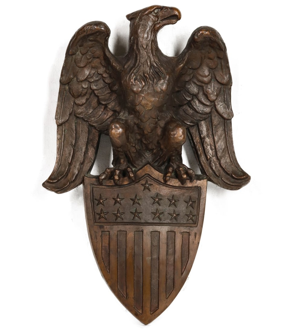 A Bronze Casting Of American Eagle On Federal Shield Auction