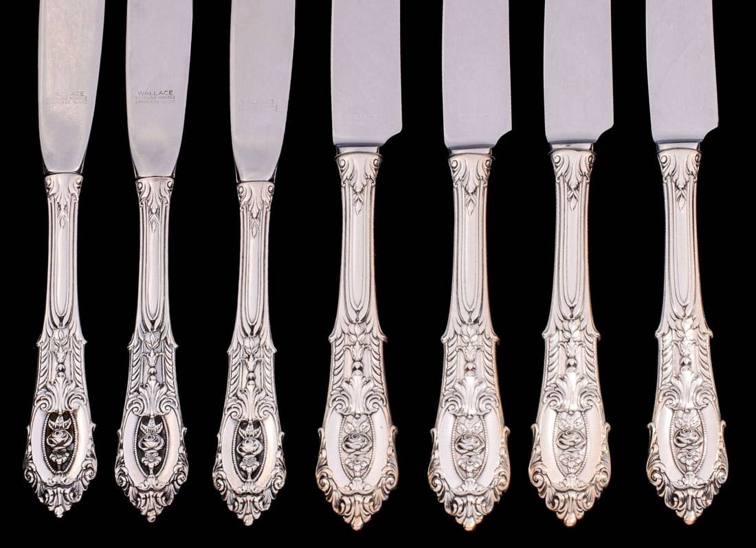 Wallace Rosepoint Pattern Sterling Silver Service Auction