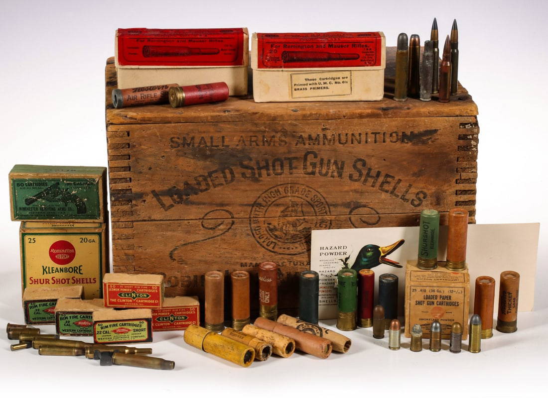 A Large Lot Of Antique Ammunition And Shell Boxes Auction