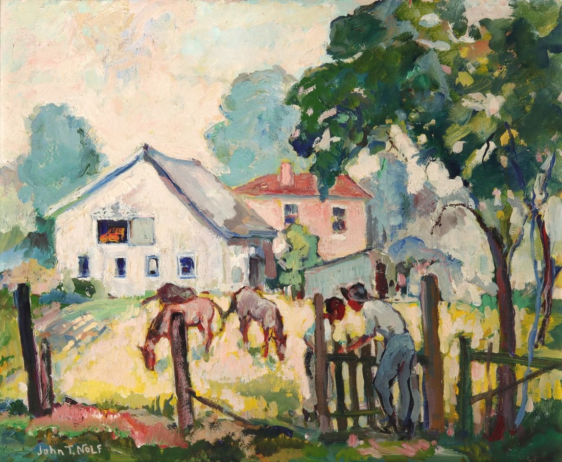 John Nolf (1872-1950) Regionalist Oil On Masonite Auction