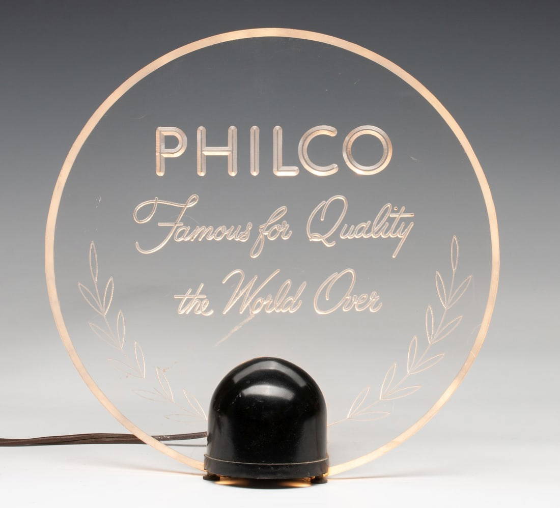 Philco Radios Lighted Acrylic Dealer Sign Circa 1940s Auction