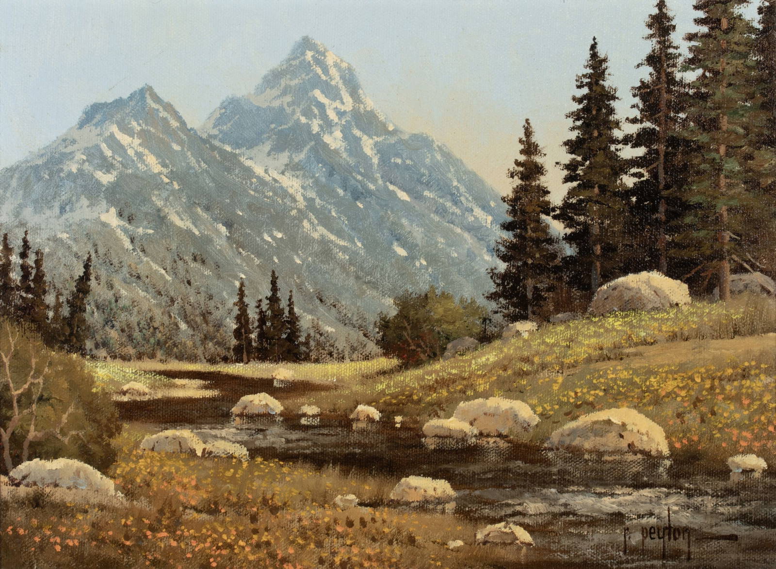 Randy Peyton (b. 1958) Oil On Canvas Mountain Landscape Auction