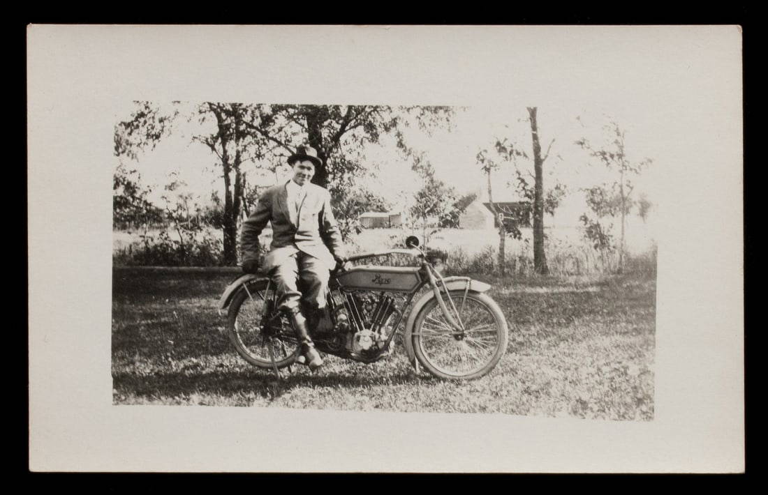 Two Real Photo Post Cards With Early Pope Motorcycle Auction