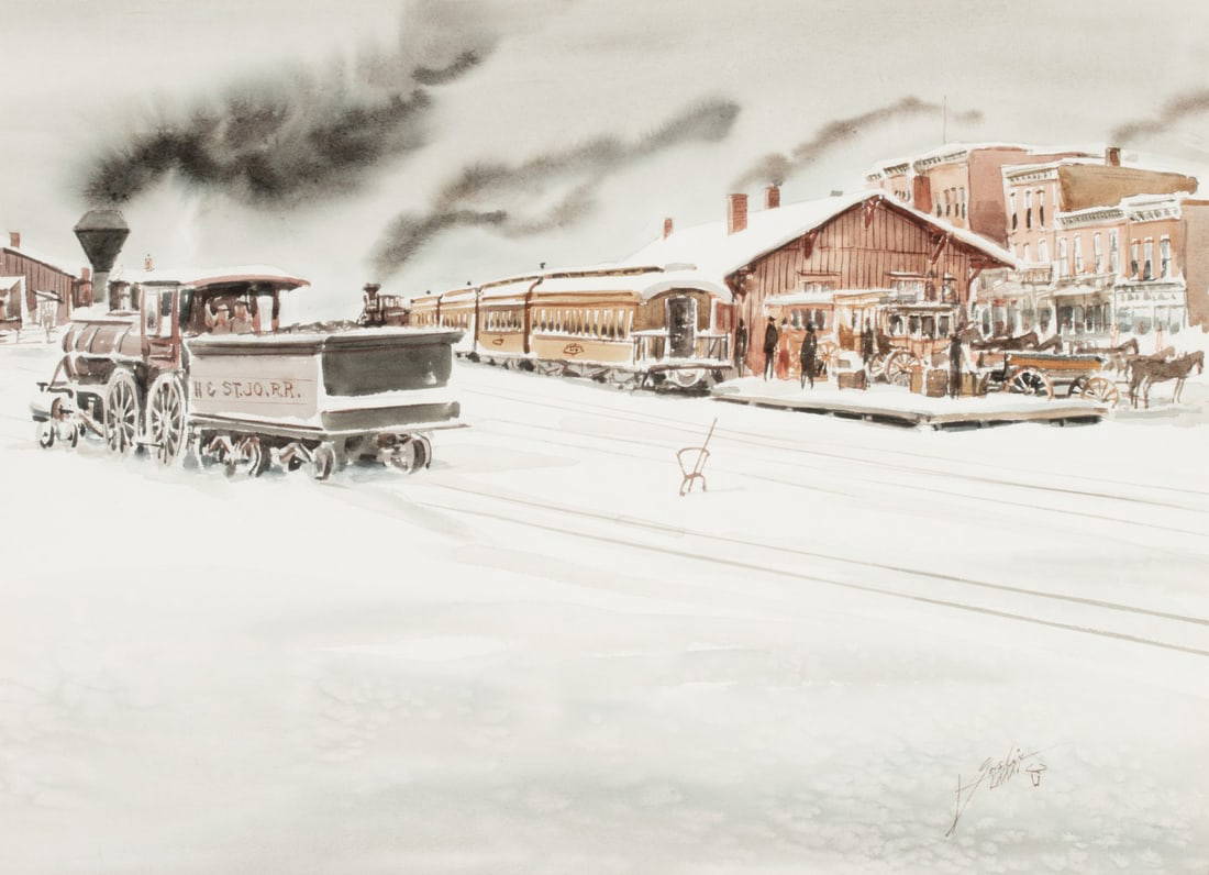 Charles Goslin (missouri B. 1931) Watercolor On Paper Auction