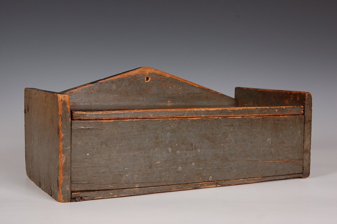 19TH C. PAINTED WALL HANGING CANDLE BOX