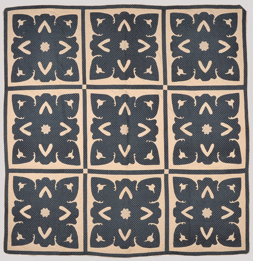 Blue Abstract Applique Quilt