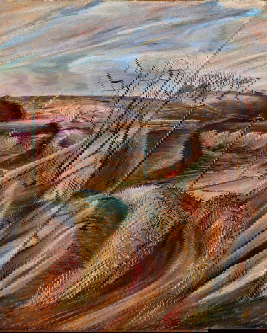 Fred Shane (1906-1992) Two-sided Regionalist Oil C 1933 Auction