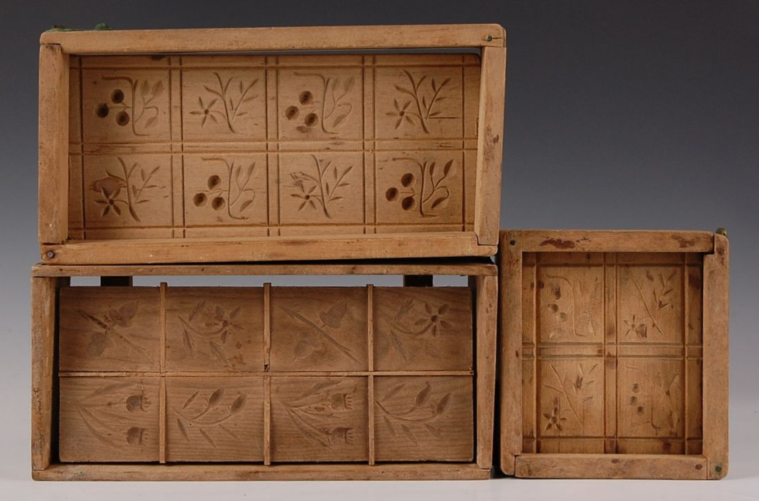 TWO BLANCHARD BUTTER MOLDS & A BUTTER PRINTER