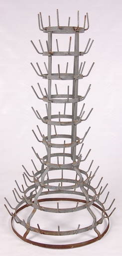 French Zinc Wine Bottle Drying Rack