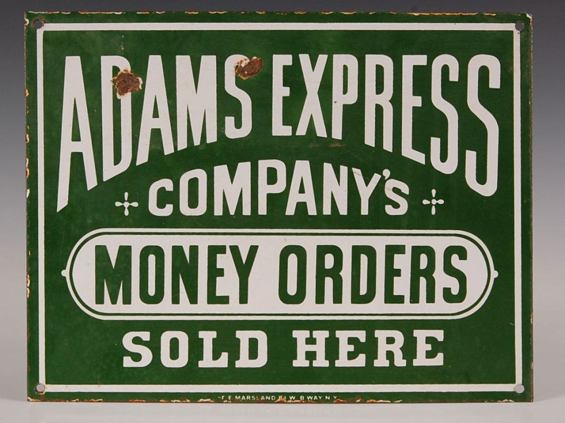 ADAMS EXPRESS COMPANY MONEY ORDERS PORCELAIN SIGN