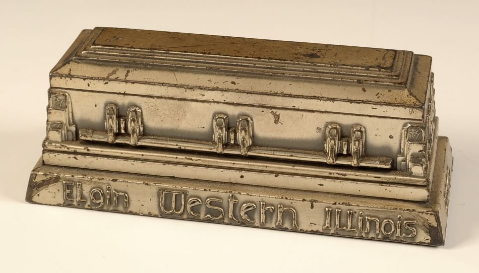 ELGIN WESTERN ILLINOIS CASKET CO ADTVG PAPERWEIGHT