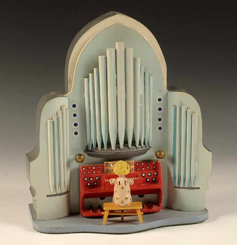 THORENS DISC MUSIC BOX ANGEL GIRL AT PIPE ORGAN