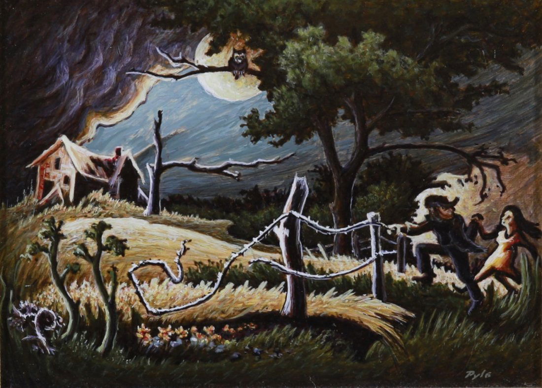 AARON PYLE (1909 - 1972) EGG TEMPERA ON MASONITE PANEL