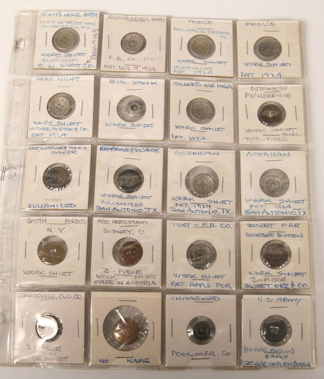 DALE FALK COLLECTION OF 216 RAILROAD OVERALL BUTTONS