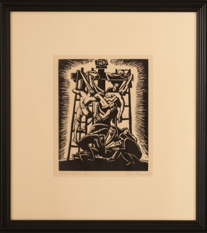 Louis Freund (1905 1999) Pencil Signed Linocut