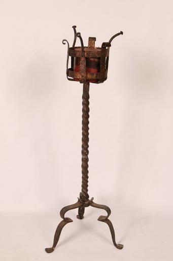 18th Century Forged Iron Cresset On Stand