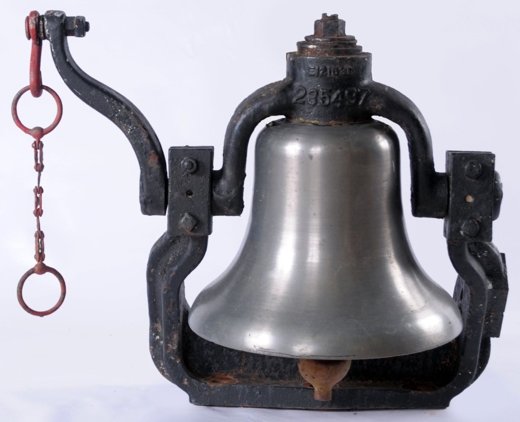 A FRONT MOUNT STEAM ENGINE LOCOMOTIVE BELL