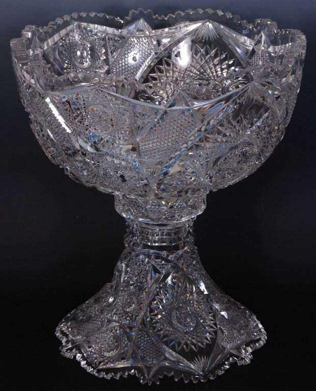 Monumental Abp Cut Glass Punch Bowl Signed Clark