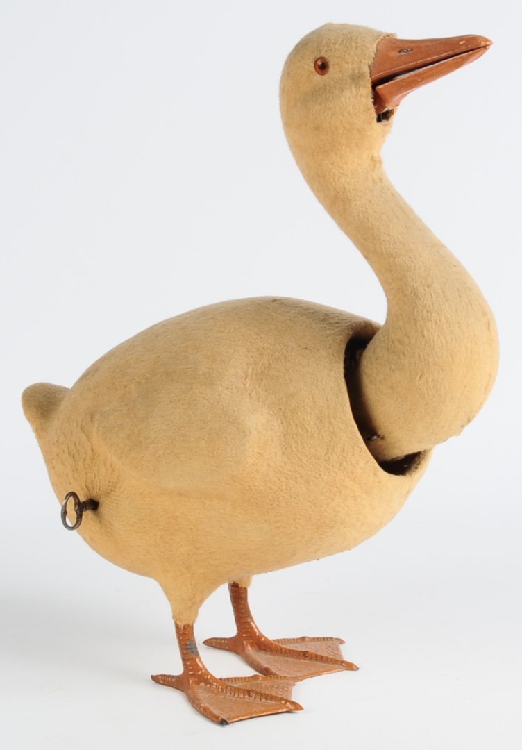 GREAT FLOCKED MECHANICAL GOOSE, 12 INCHES HIGH