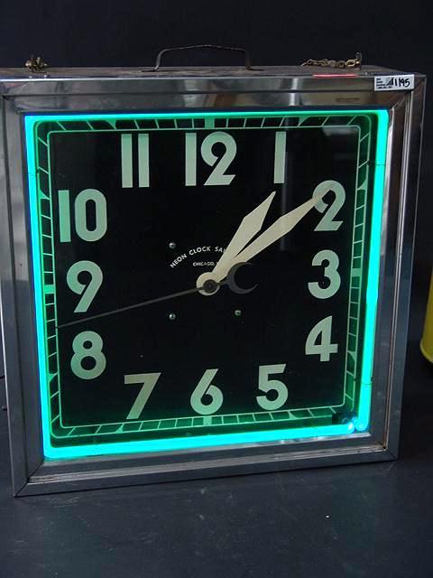 1195: NEON CLOCK SALES CO 1940'S NEON CLOCK