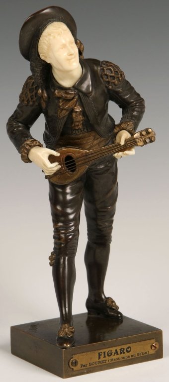 FRENCH BRONZE FIGURE OF FIGARO SIGNED BOURET