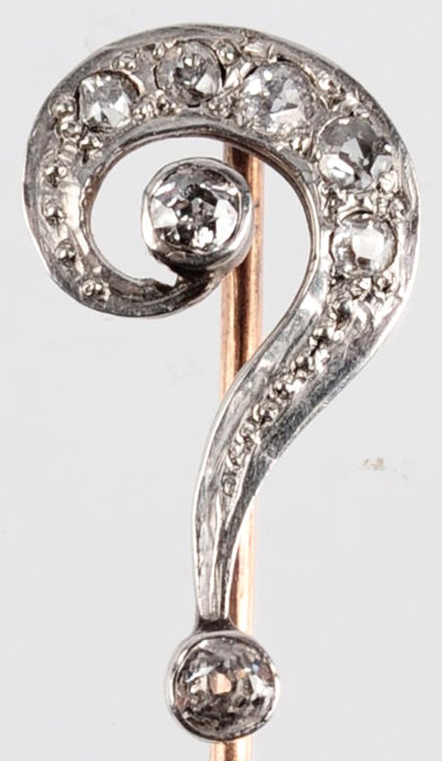 ANTIQUE VICTORIAN 14K GOLD QUESTION MARK STICK PIN