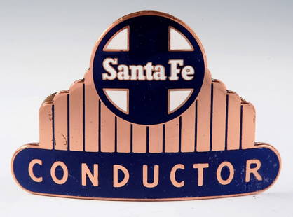 Antique Brass Santa Fe Railroad Conductor Badge