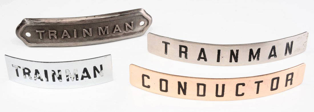 Four Railroad Cap Badges, Trainman And Conductor