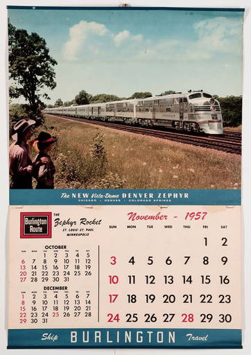 Four Burlington Route Railroad Wall Calendars