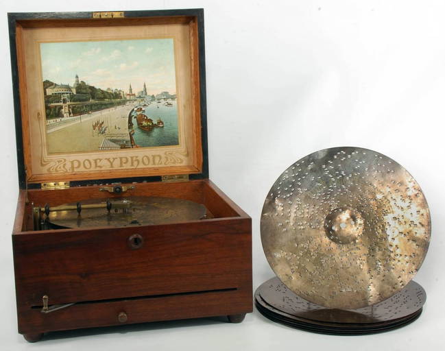 A Good Polyphon Disc Music Box With Six Bells