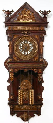 An Ansonia 'hanging Antique' Model Oak Case Wall Clock