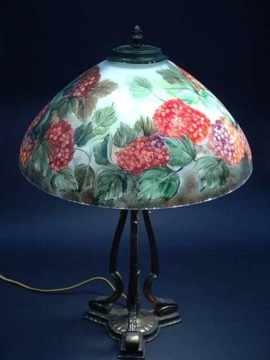 Pairpoint Lamp Base With Later Reverse Painted Sha