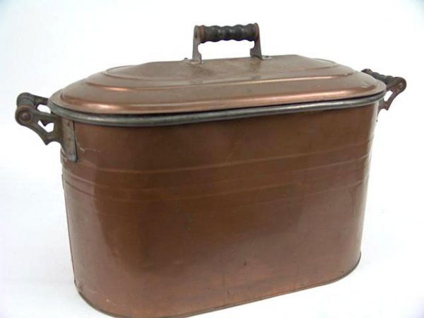 1293: ANTIQUE COPPER BOILER WITH WOOD HANDLES - Apr 09, 2006 | Soulis ...