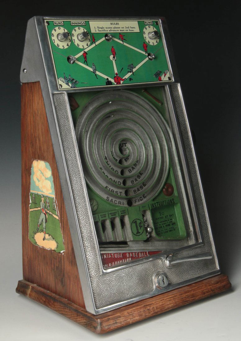 A 1930s COIN OP 1 CENT BASEBALL GAME TRADE STIMULATOR