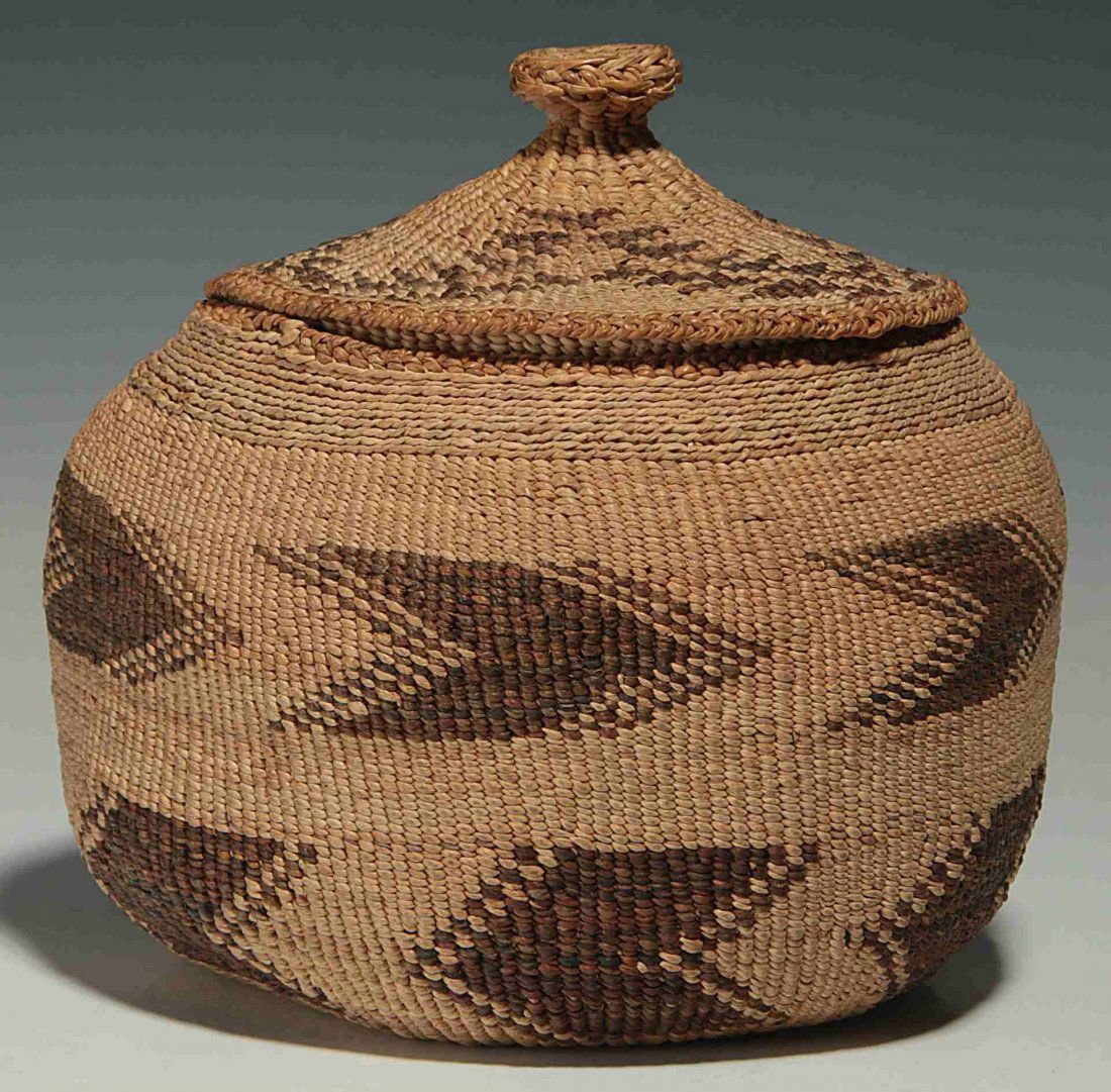 Circa 1930 Modoc Basket With Cover