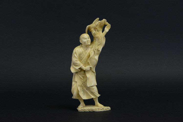 Signed Japanese Meiji Period Ivory Statue