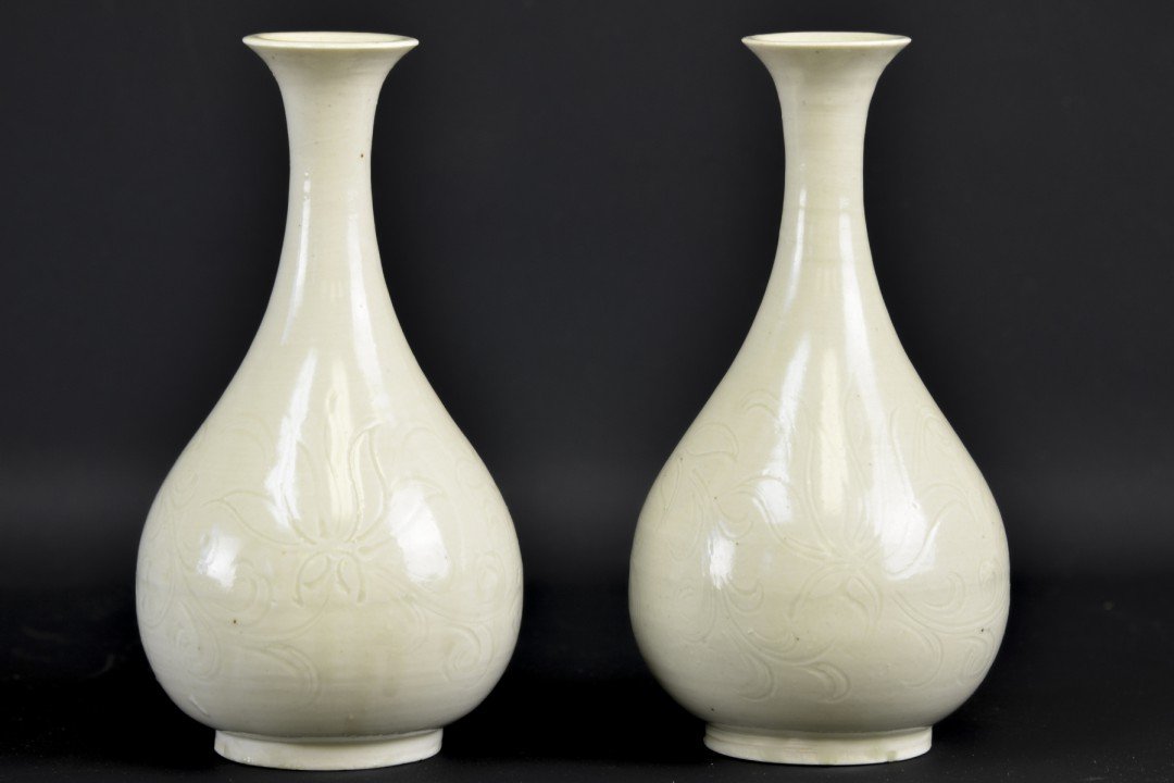 A Pair of Chinese Ding Ware Vases