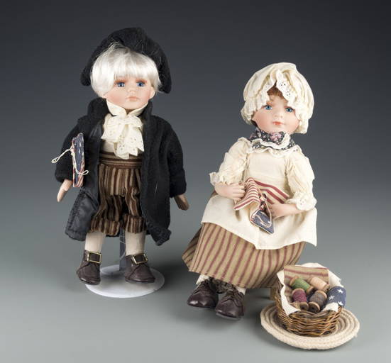 Benjamin Franklin And Betsy Ross Porcelain Dolls