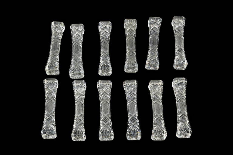 A Set Of Twelve Cut Glass Knife Rests, German