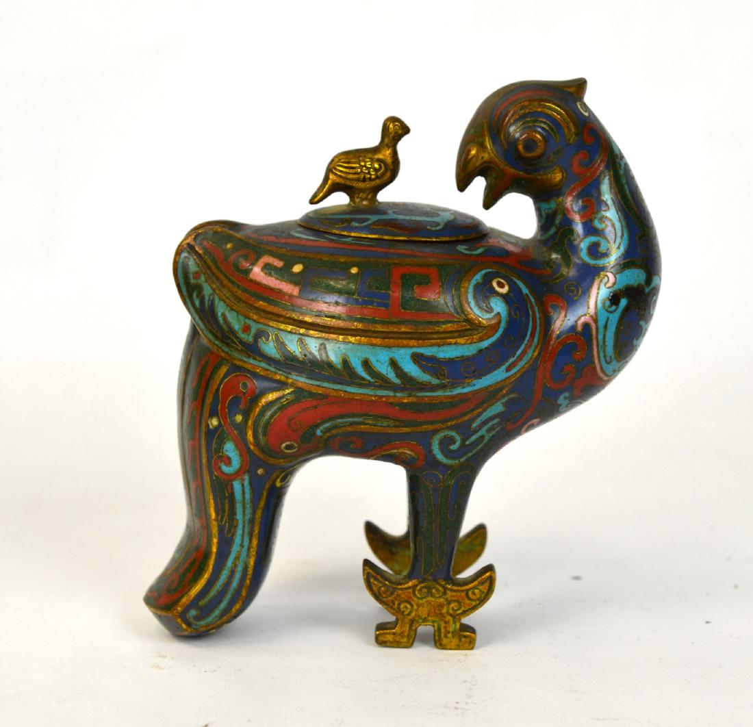 Early 20th Century Chinese Cloisonne Bird Censer