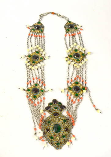 Middle Eastern Silver Jeweled Necklace
