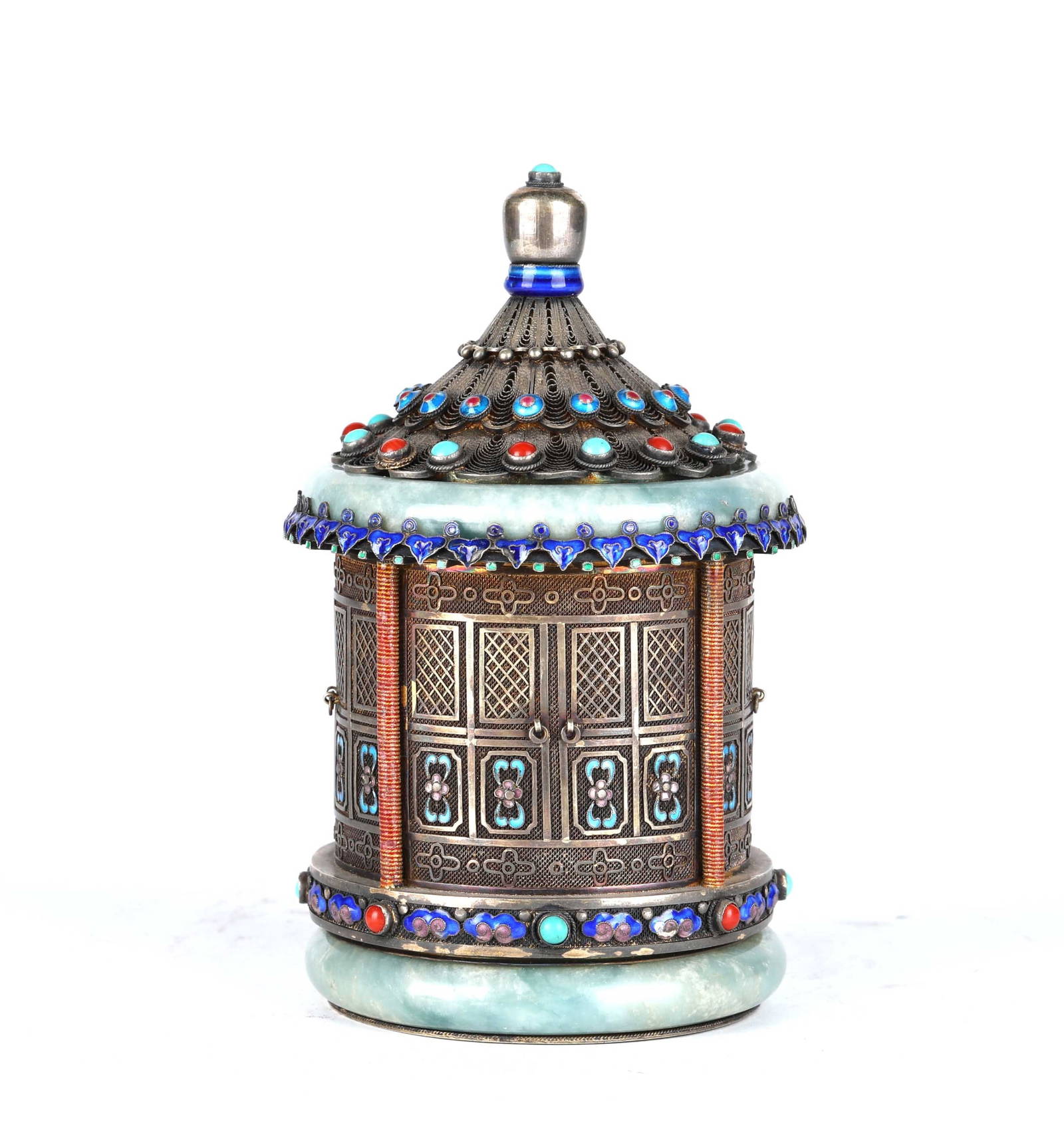 Chinese Filigree Silver Enamel Tea Caddy Auction