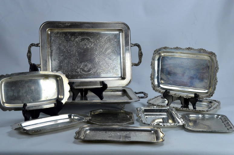 Silverplate Nine Rectangular Trays