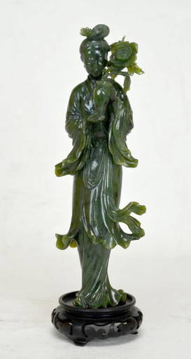 Spanish Jade Sculpture Of Woman