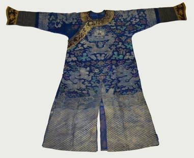 Chinese Embroidered Silk Robe With Dragon