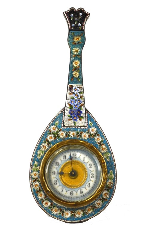 Mirco Mosaic Clock in Form of Mandolin
